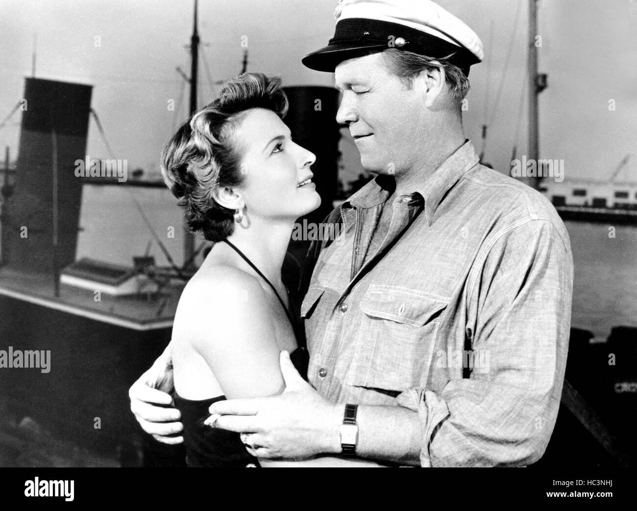 PORT OF HELL, from left: Carole Mathews, Wayne Morris, 1954 Stock Photo ...