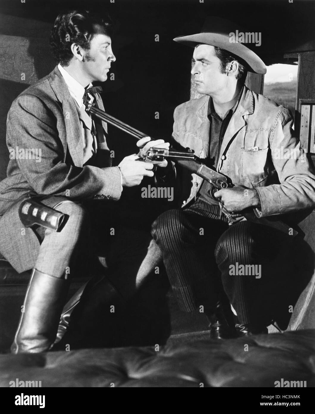 POWDER RIVER, from left: Cameron Mitchell, Rory Calhoun, 1953, TM ...