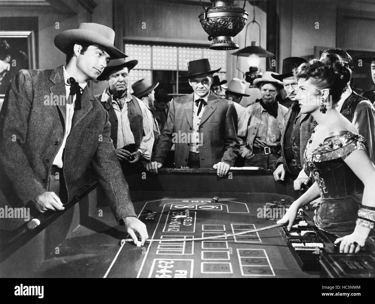 POWDER RIVER, front from left: Rory Calhoun, corinne Calvet, 1953, TM ...