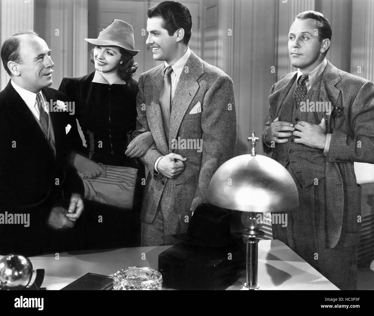 PRIVATE AFFAIRS, from left: Roland Young, Nancy Kelly, Robert Cummings, Dick Purcell, 1940 Stock ...