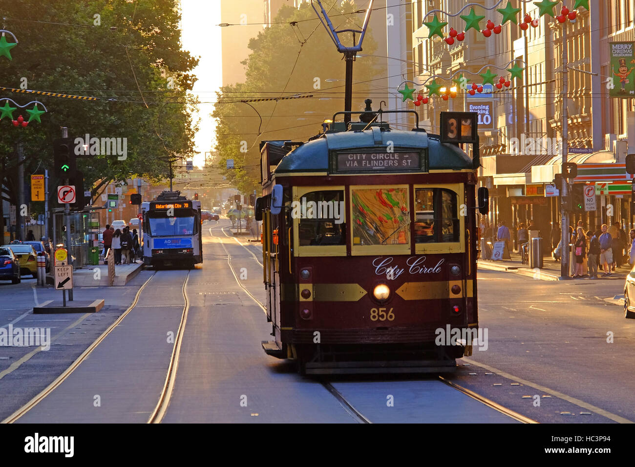 Melbourne's historic tram, which runs a circular route round the city ...