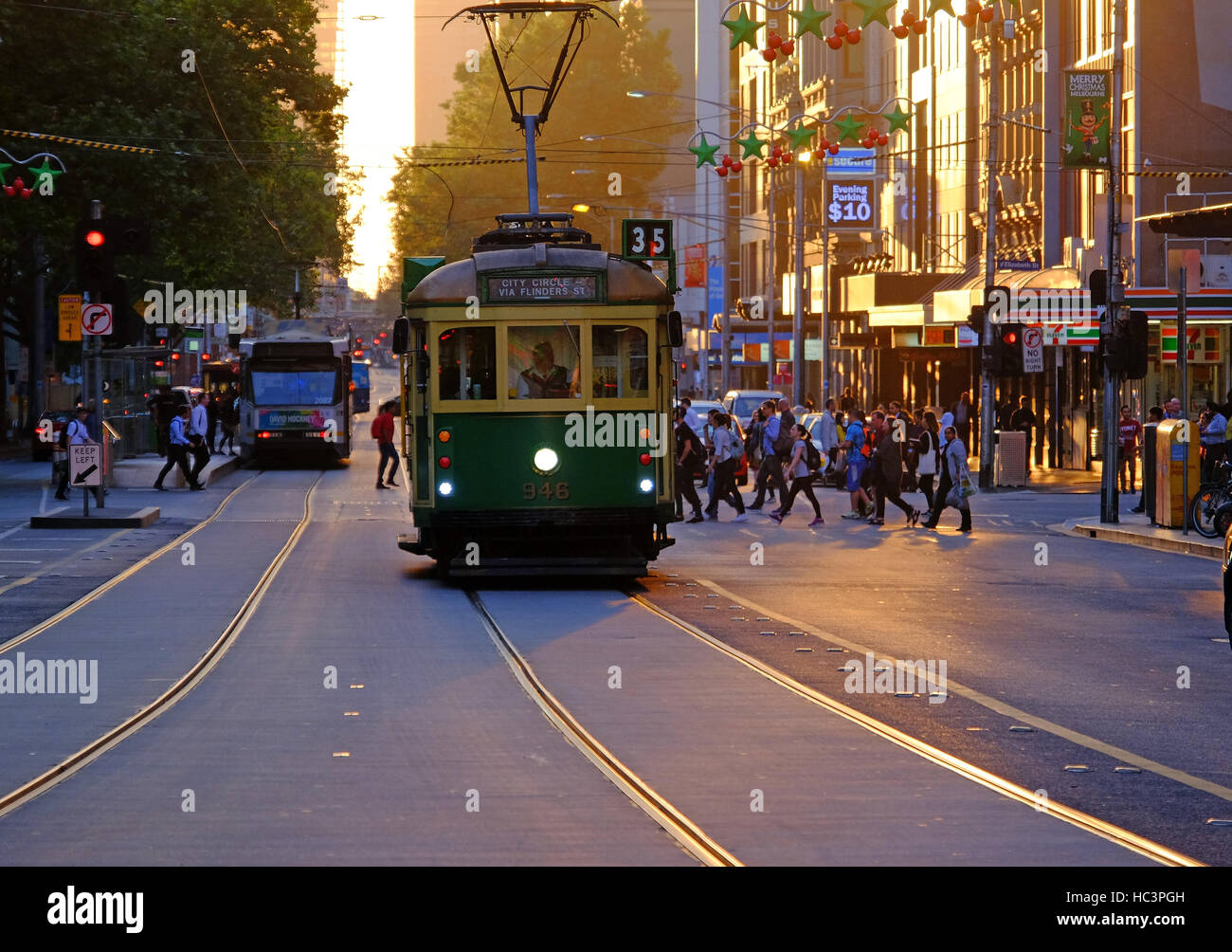 Melbourne's historic tram, which runs a circular route round the city ...