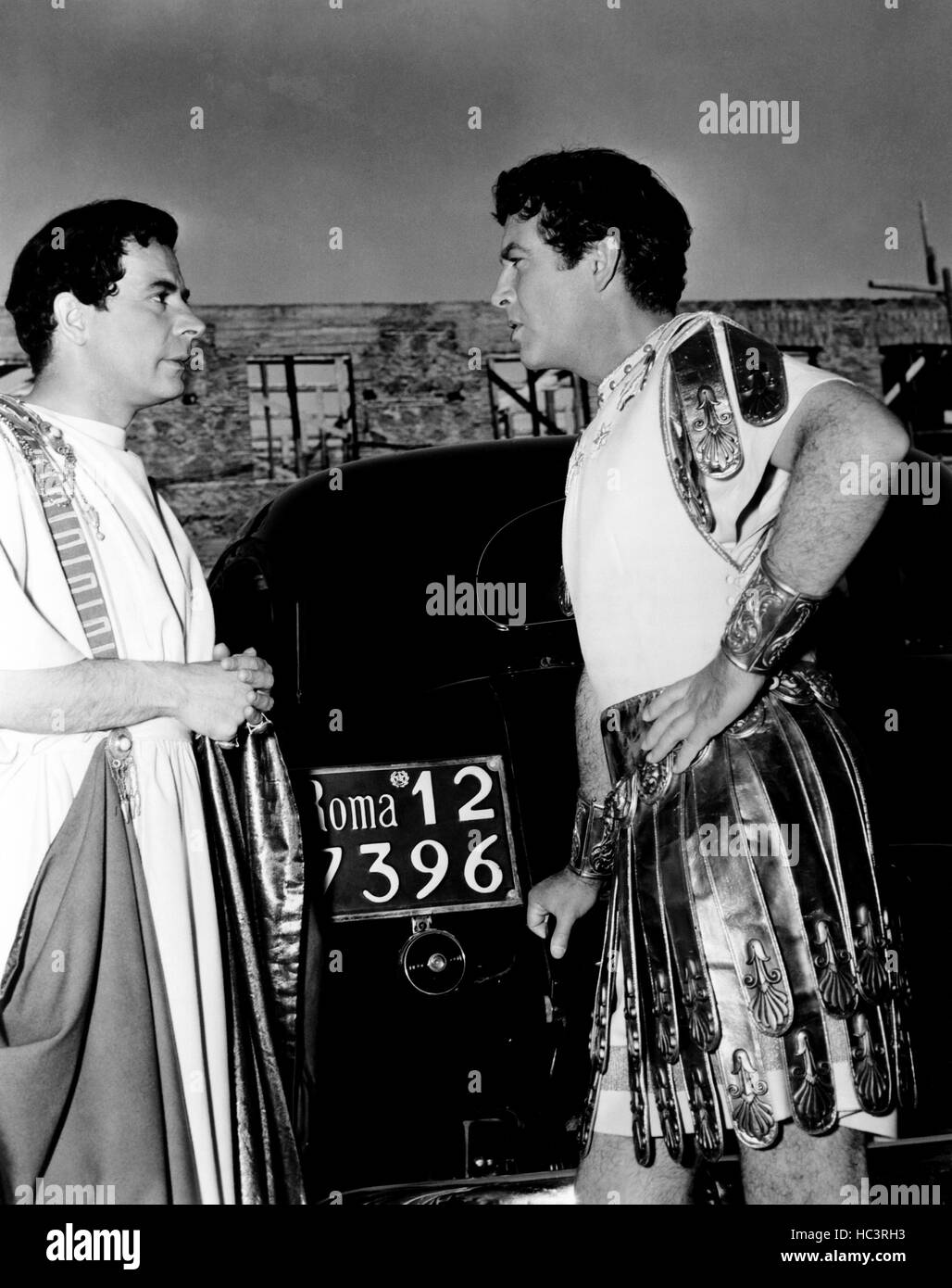 QUO VADIS, from left, Leo Genn, Robert Taylor, at the Cinecitta Studios ...