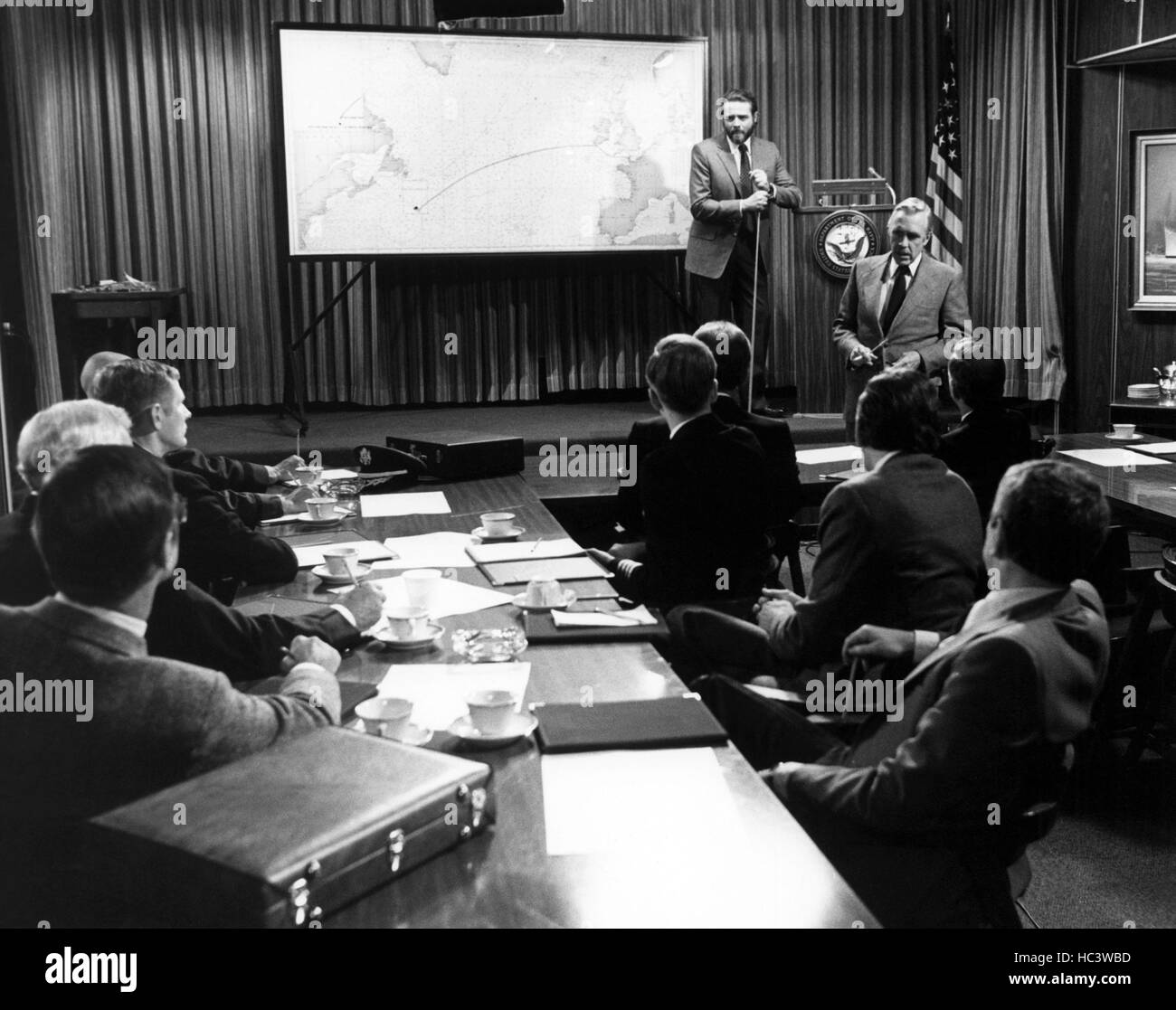 RAISE THE TITANIC, Richard Jordan (at podium), Jason Robards (standing ...