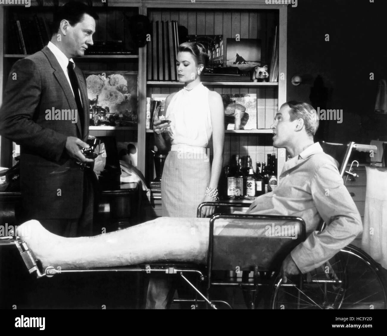 REAR WINDOW, from left, Wendell Corey, Grace Kelly, James Stewart, 1954 ...