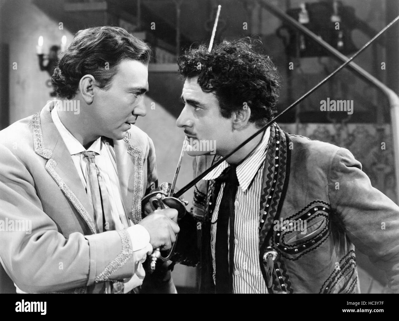 RIDING THE CALIFORNIA TRAIL, from left: Ted Hecht, Gilbert Roland, 1947 ...