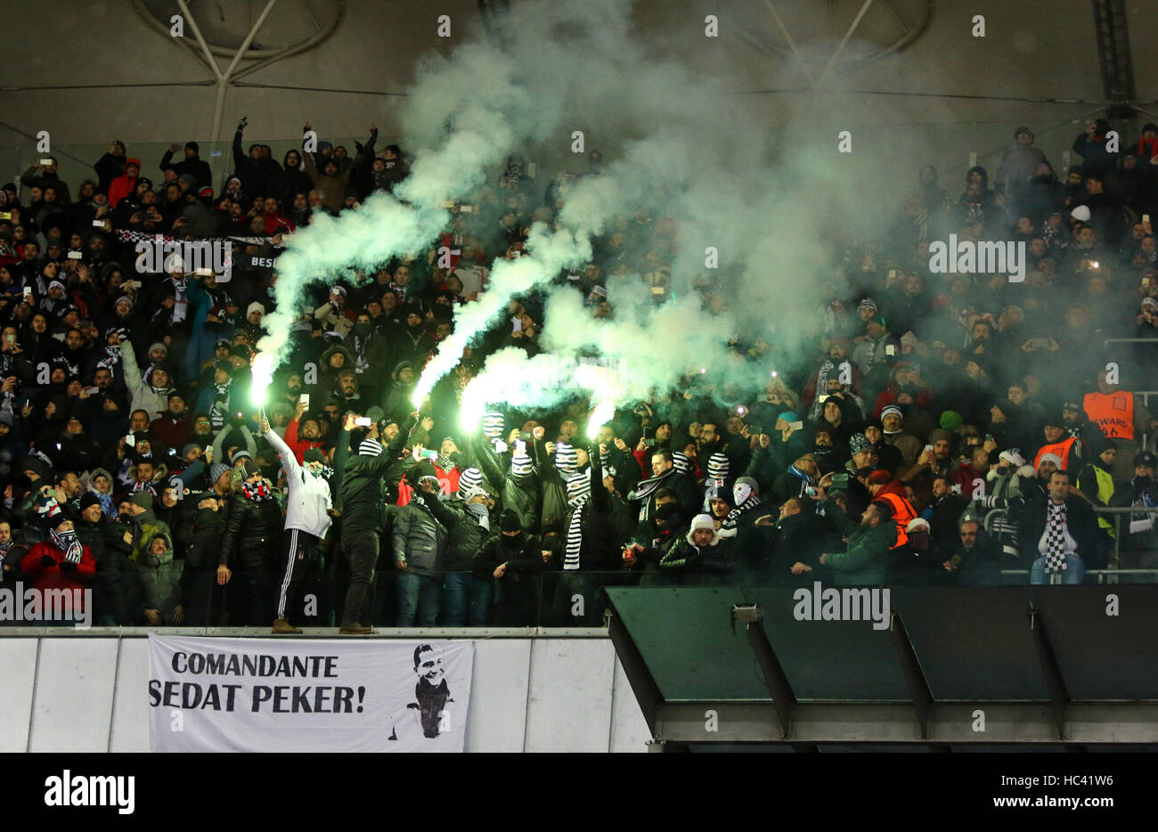 Kiev, Ukraine. 6th December, 2016. Besiktas ultra supporters (ultras ...