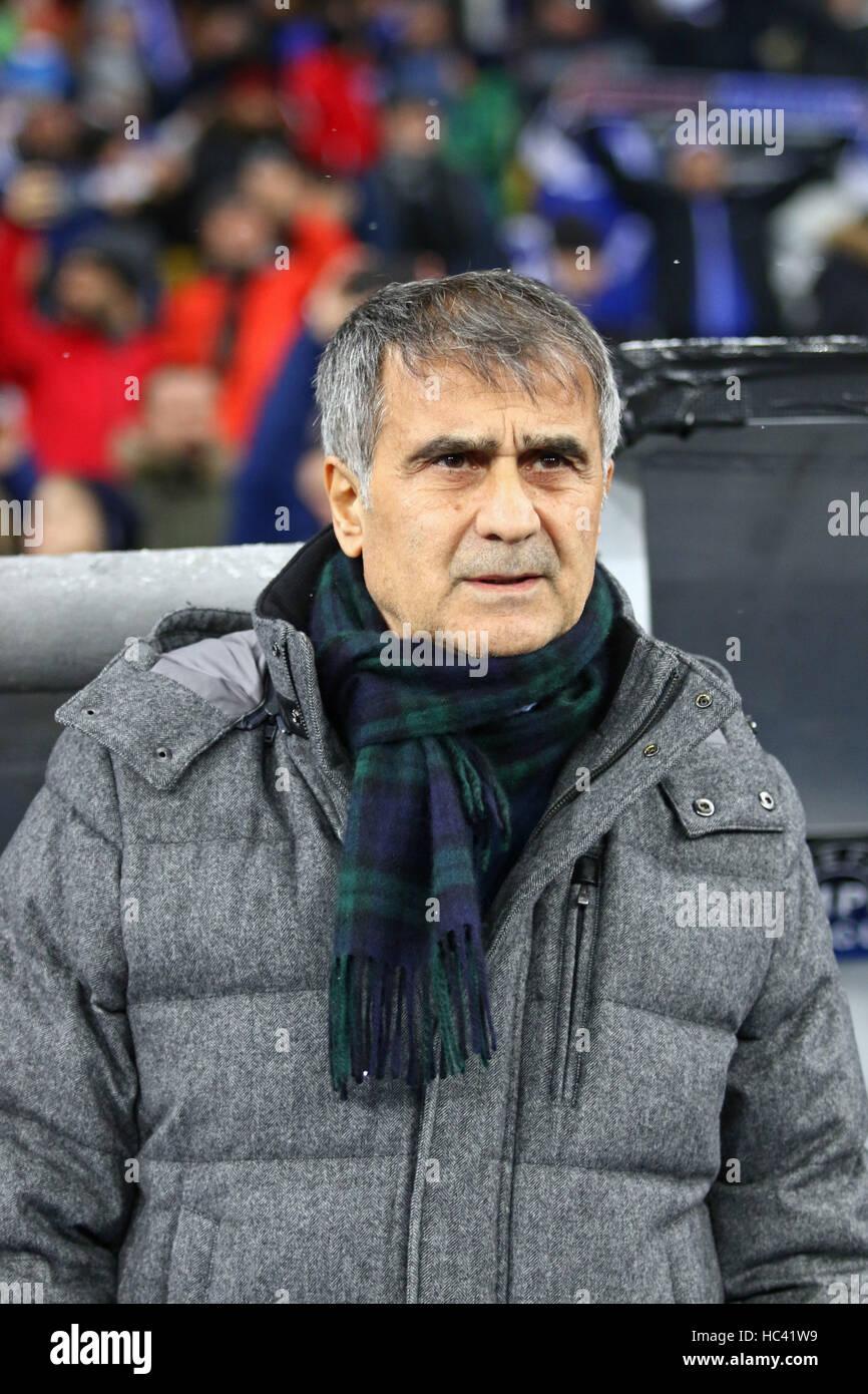 Kiev, Ukraine. 6th December, 2016. Besiktas manager Senol Gunes looks ...