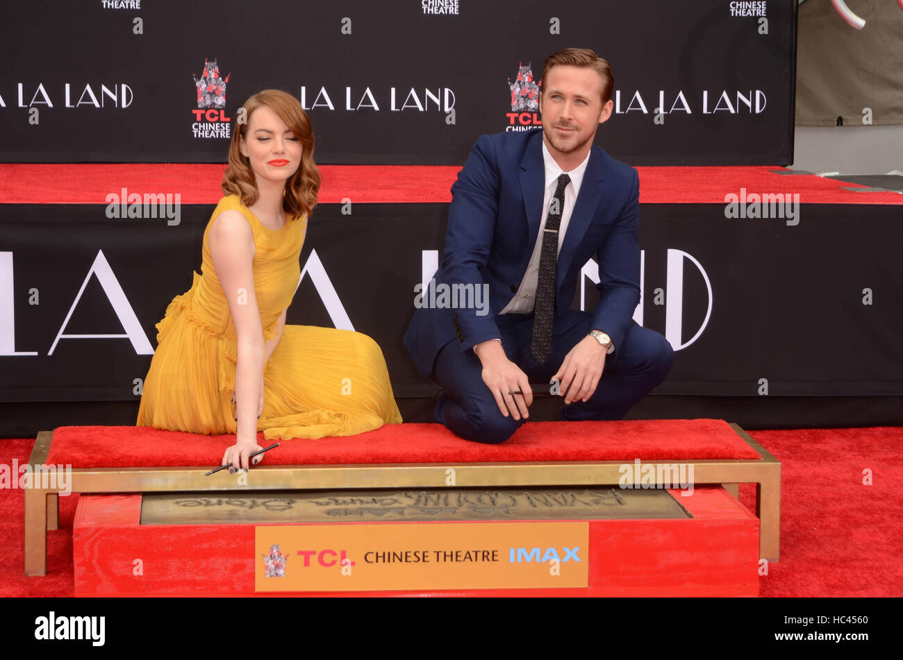 Hollywood, Ca. 7th Dec, 2016. Emma Stone and Ryan Gosling at the Emma ...