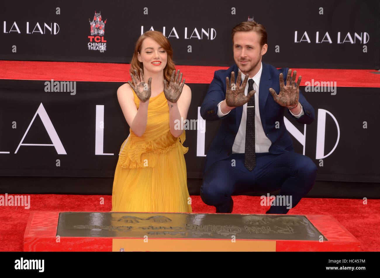 Hollywood, Ca. 7th Dec, 2016. Emma Stone and Ryan Gosling at the Emma ...