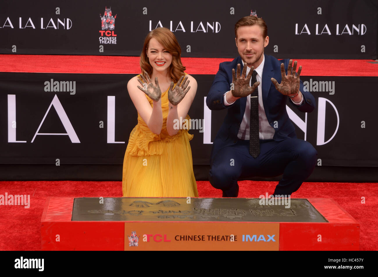 Hollywood, Ca. 7th Dec, 2016. Emma Stone and Ryan Gosling at the Emma ...