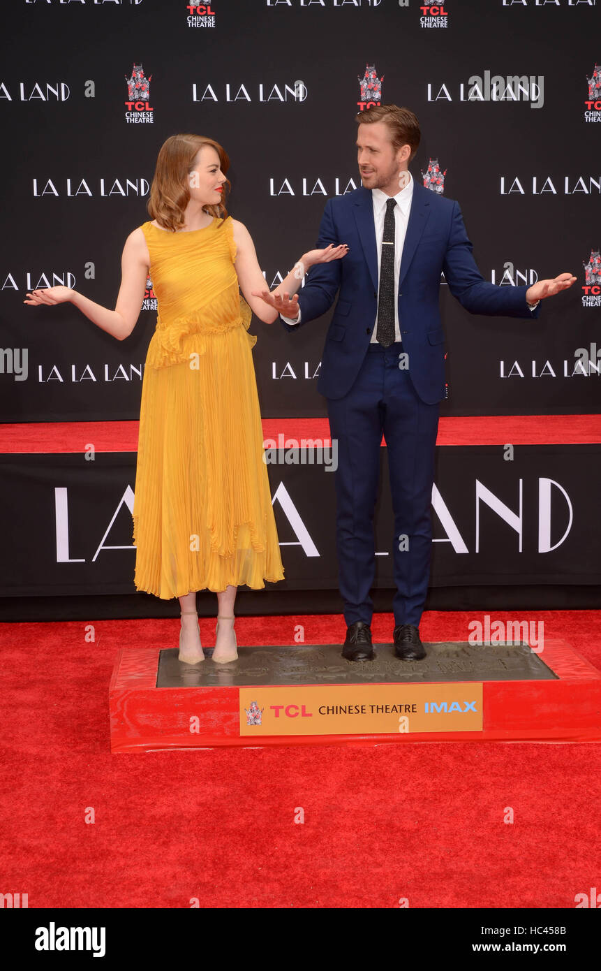 Hollywood, Ca. 7th Dec, 2016. Emma Stone and Ryan Gosling at the Emma ...