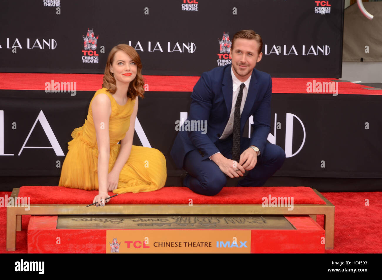 Hollywood, Ca. 7th Dec, 2016. Emma Stone and Ryan Gosling at the Emma ...