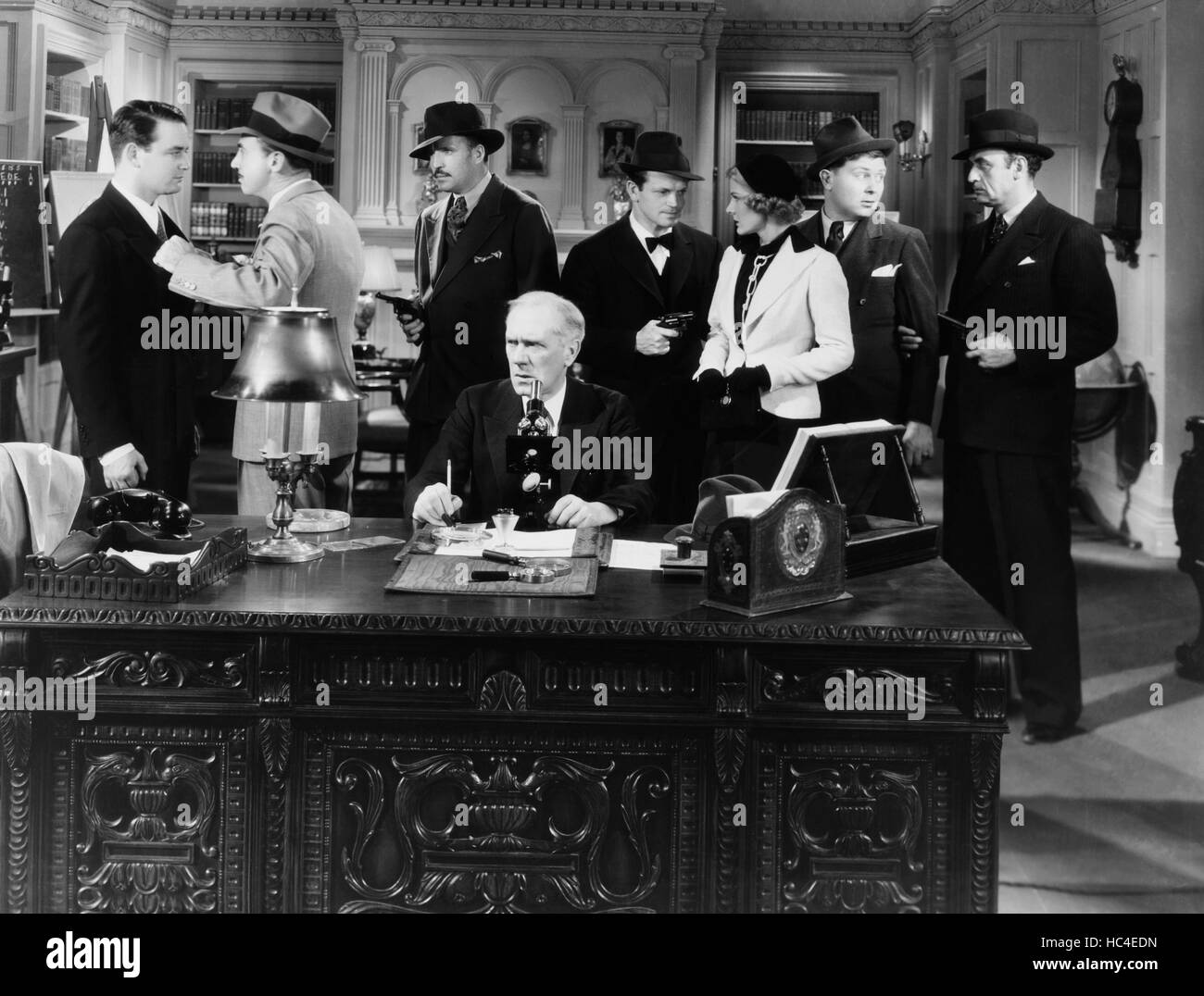 PANIC ON THE AIR, Wyrley Birch (seated), standing from left: Lew Ayres ...