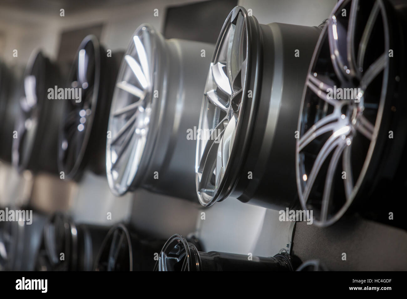 Close up shot of two new car rims Stock Photo - Alamy