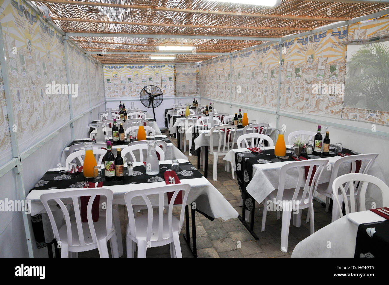 Interior of a decorated Sukkah erected for the Jewish Holiday of ...