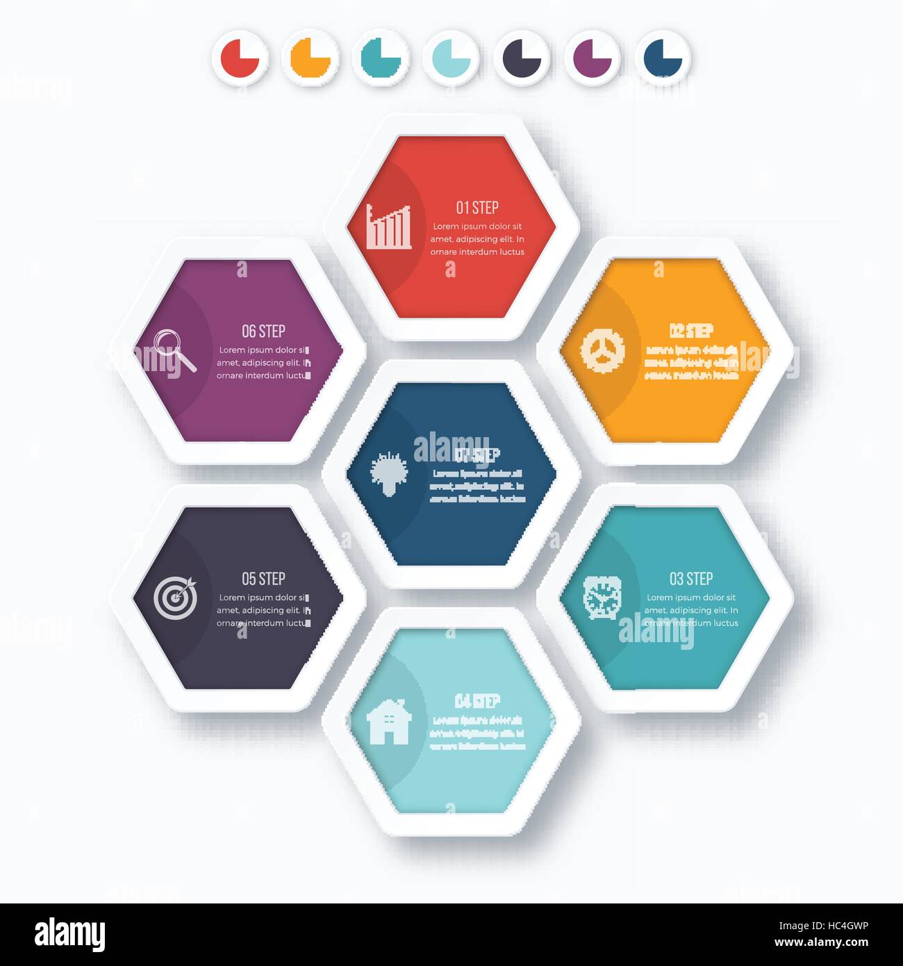 Vector illustration infographics seven hexagons Stock Vector Image ...