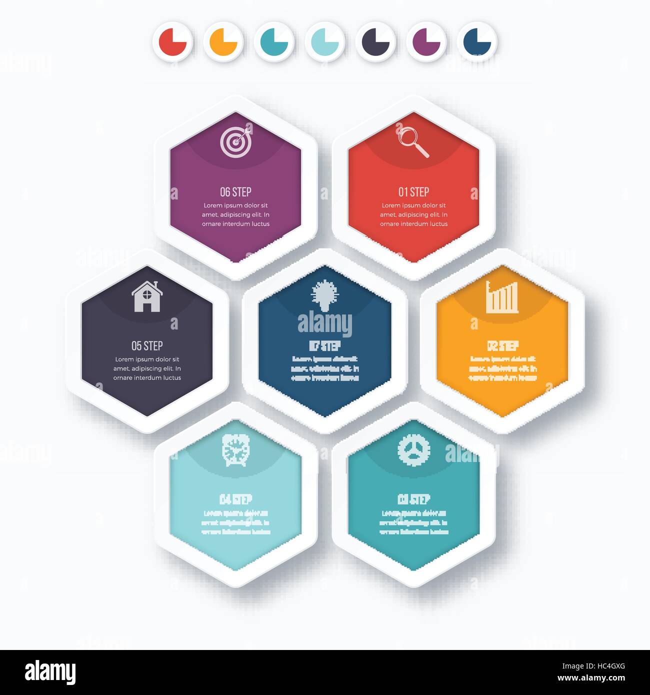 Vector illustration infographics seven hexagons Stock Vector Image ...