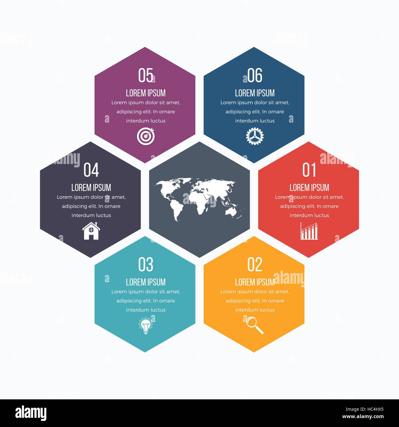 Vector illustration infographics six hexagons Stock Vector Image & Art ...
