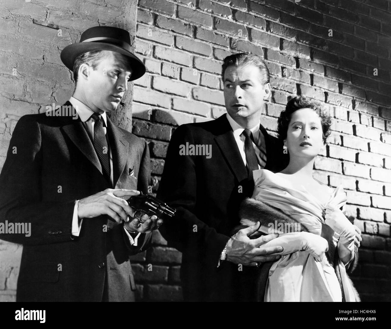 THE PRICE OF FEAR, from left, Warren Stevens, Lex Barker, Merle Oberon ...