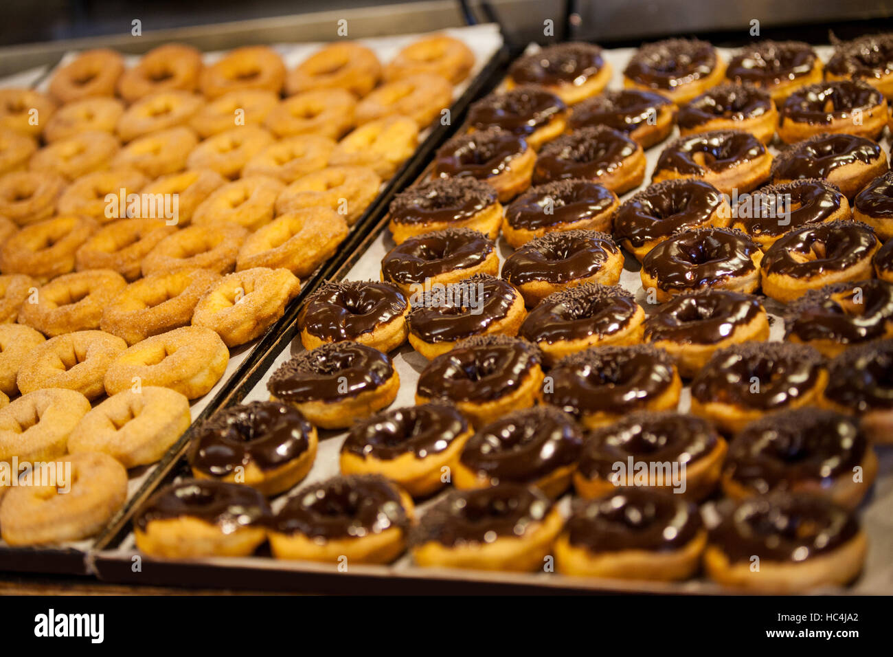 Close-up of doughnut in display Stock Photo - Alamy
