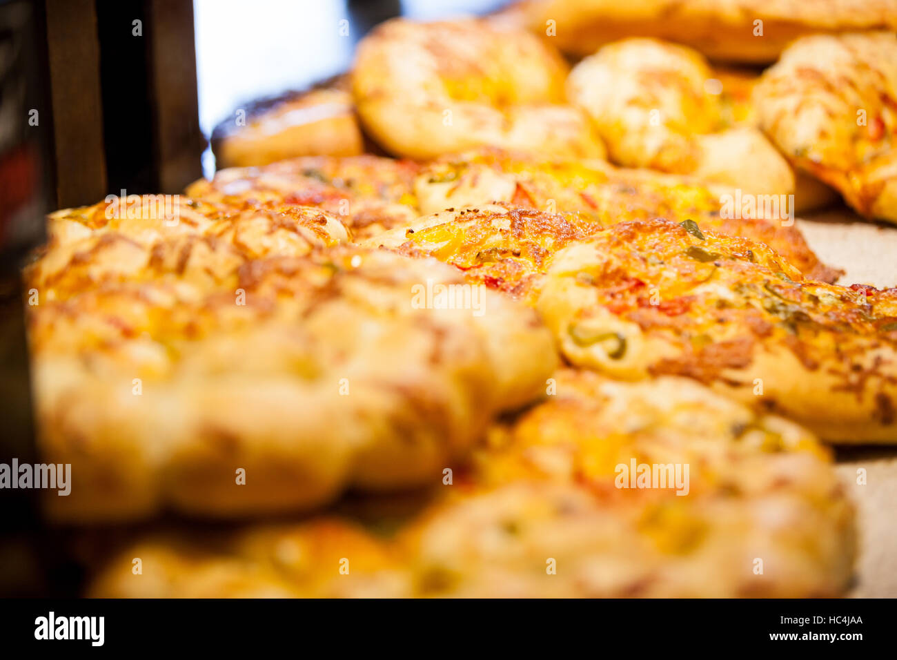 Close-up of snacks in display Stock Photo - Alamy