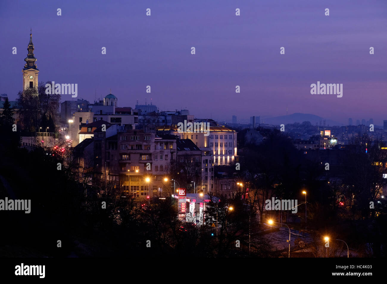 View at sunset of Stari Grad the old city of Belgrade capital of the ...
