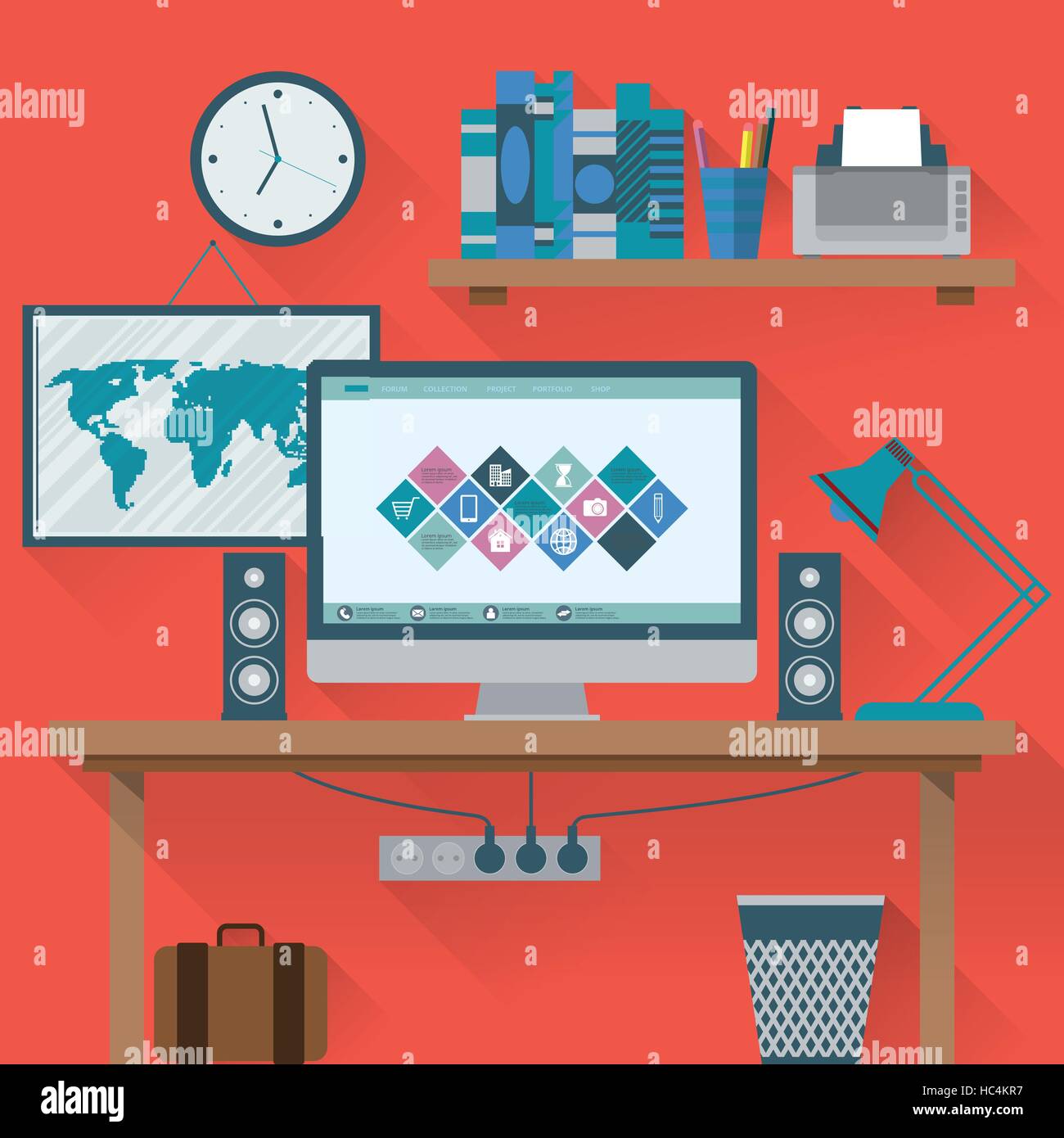 Vector illustration of office has a computer Stock Vector Image & Art ...