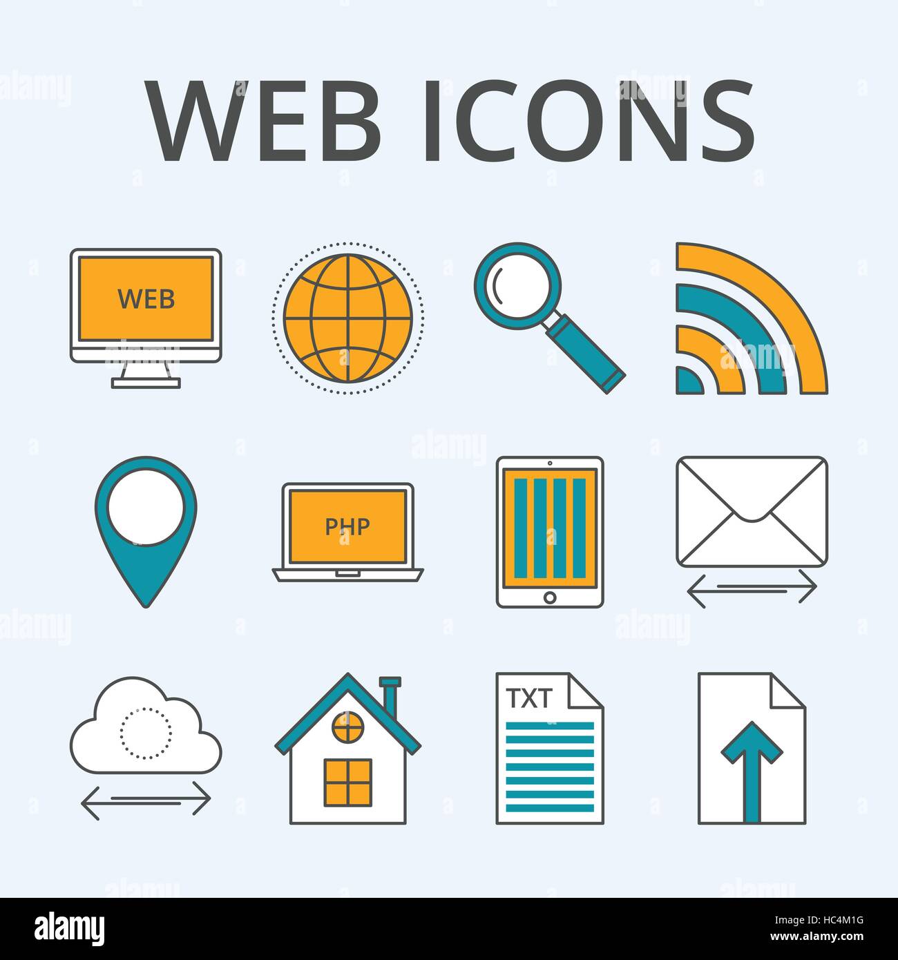 Vector illustration of a set linear icons Stock Vector Image & Art - Alamy