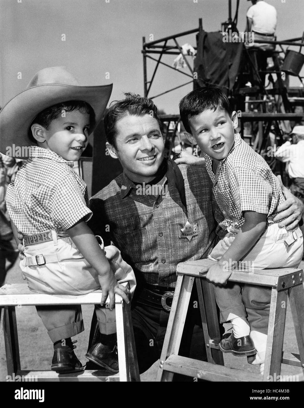 RIDE A CROOKED TRAIL, Audie Murphy with his sons James and Terry, on ...