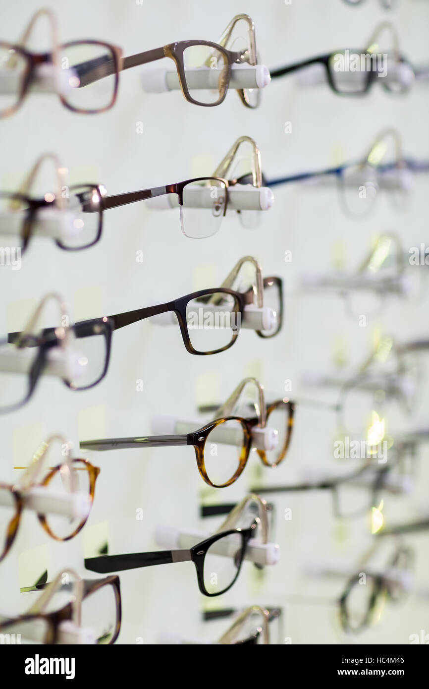 Close-up of various spectacles on display Stock Photo - Alamy
