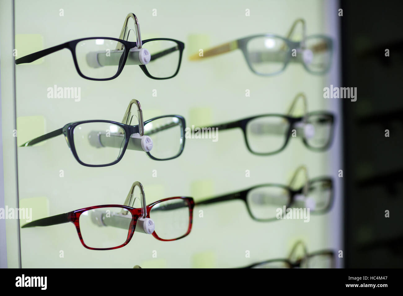 Close-up of various spectacles on display Stock Photo - Alamy