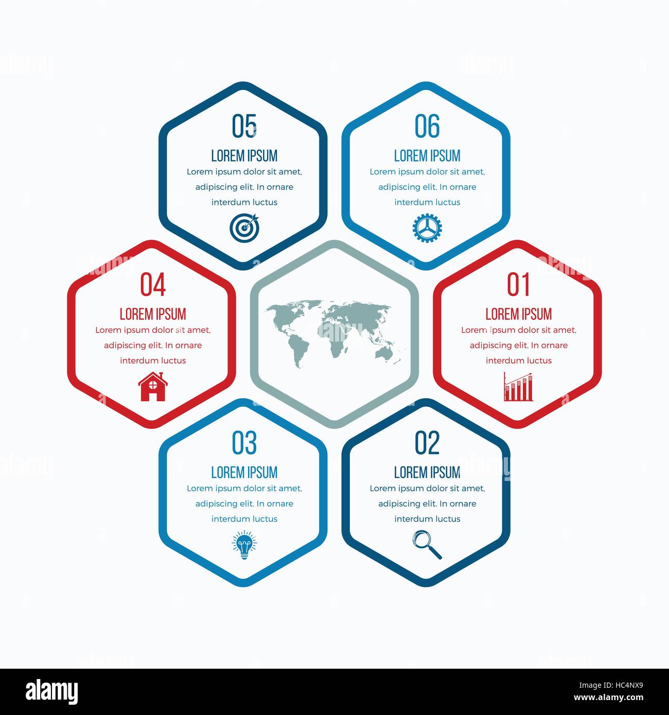 Vector illustration infographics six hexagons Stock Vector Image & Art ...
