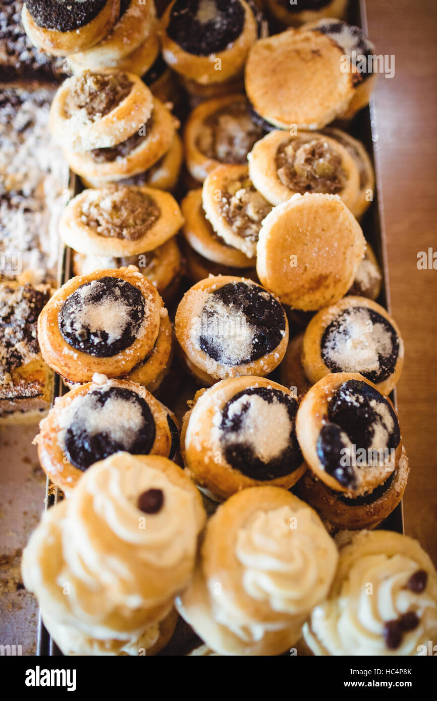 Close-up of various sweet foods on a display Stock Photo - Alamy