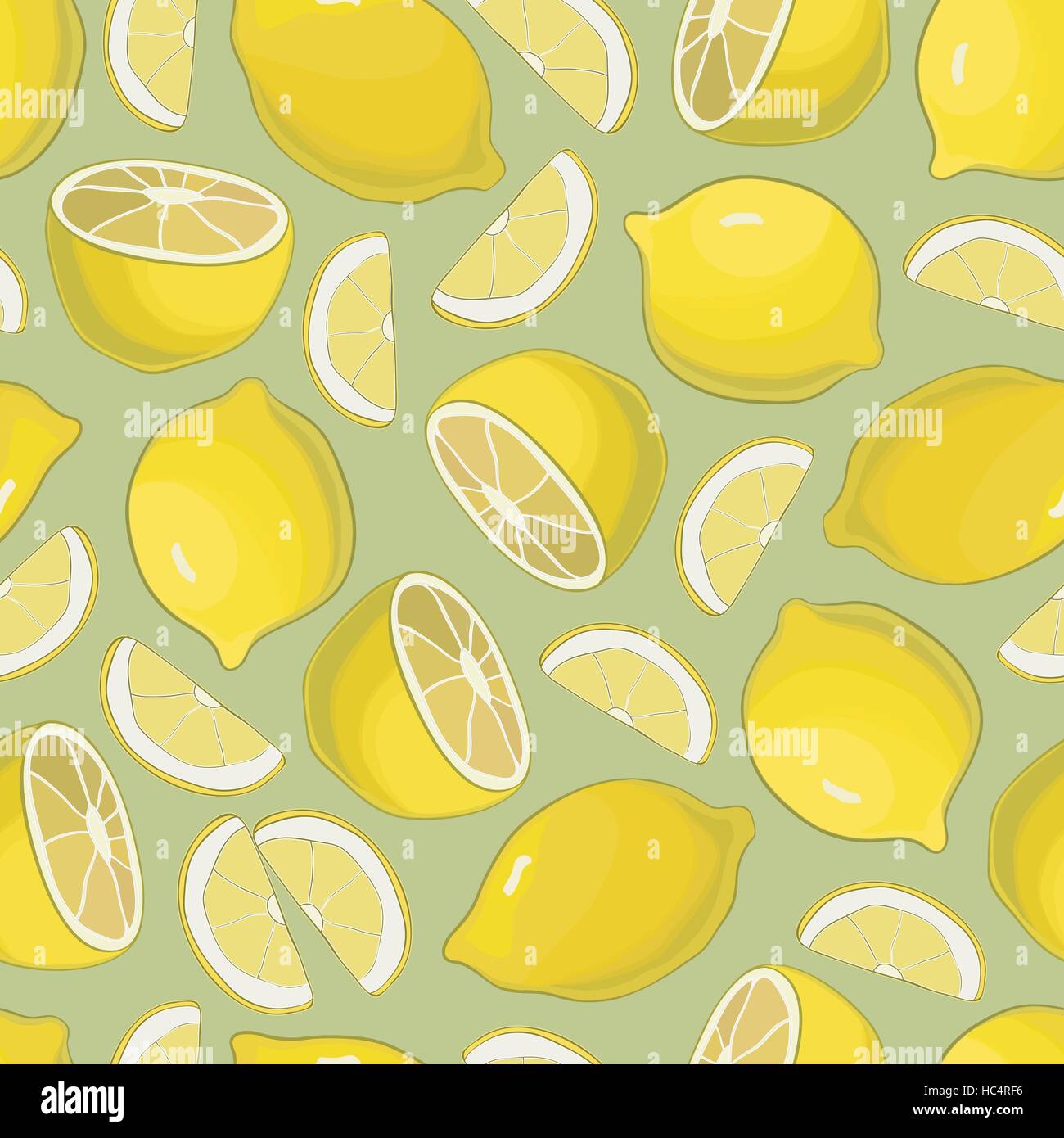 Seamless lemon pattern on white background. vector Stock Vector Image ...