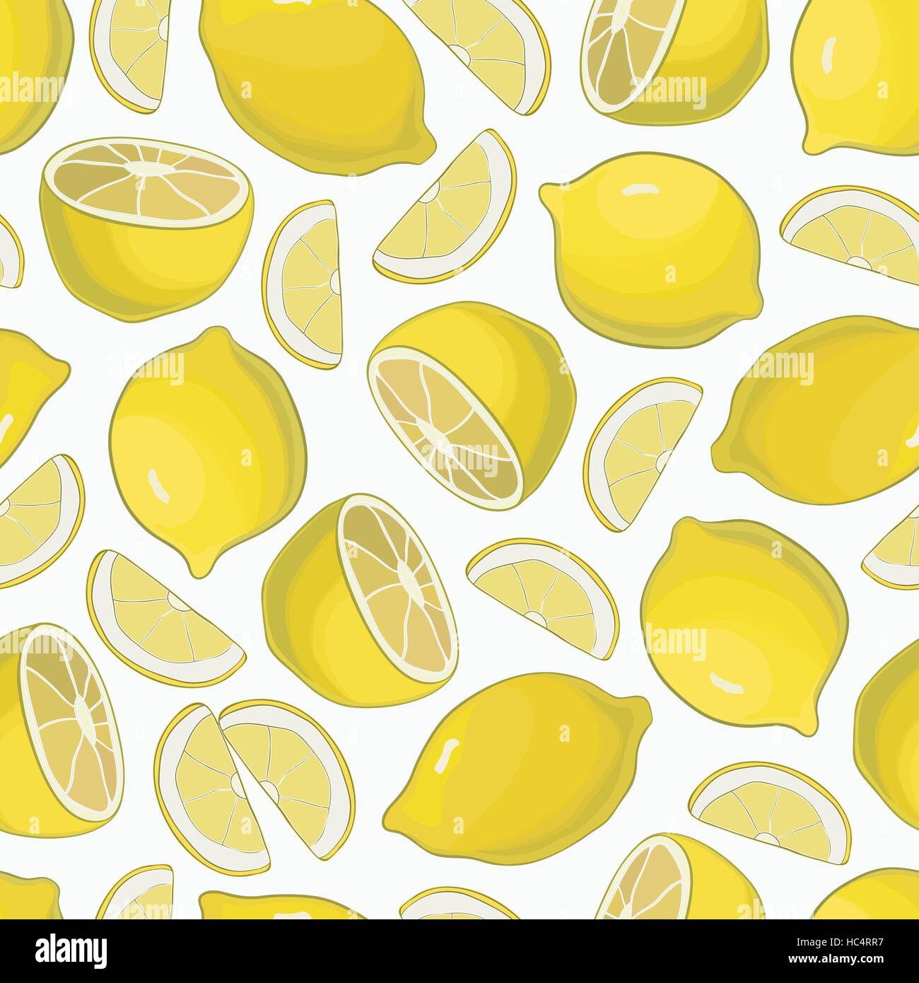 Seamless lemon pattern on white background. vector Stock Vector Image ...