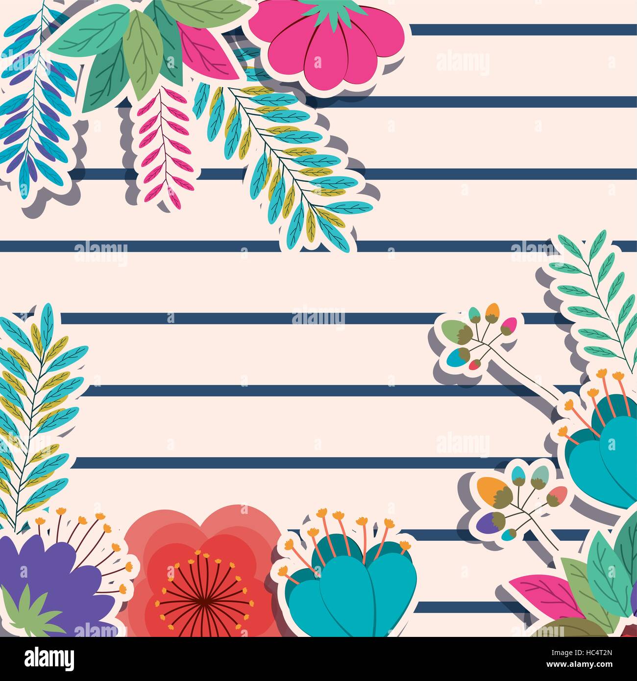 Tropical flowers and leaves icon. Garden nature plant and botany theme ...
