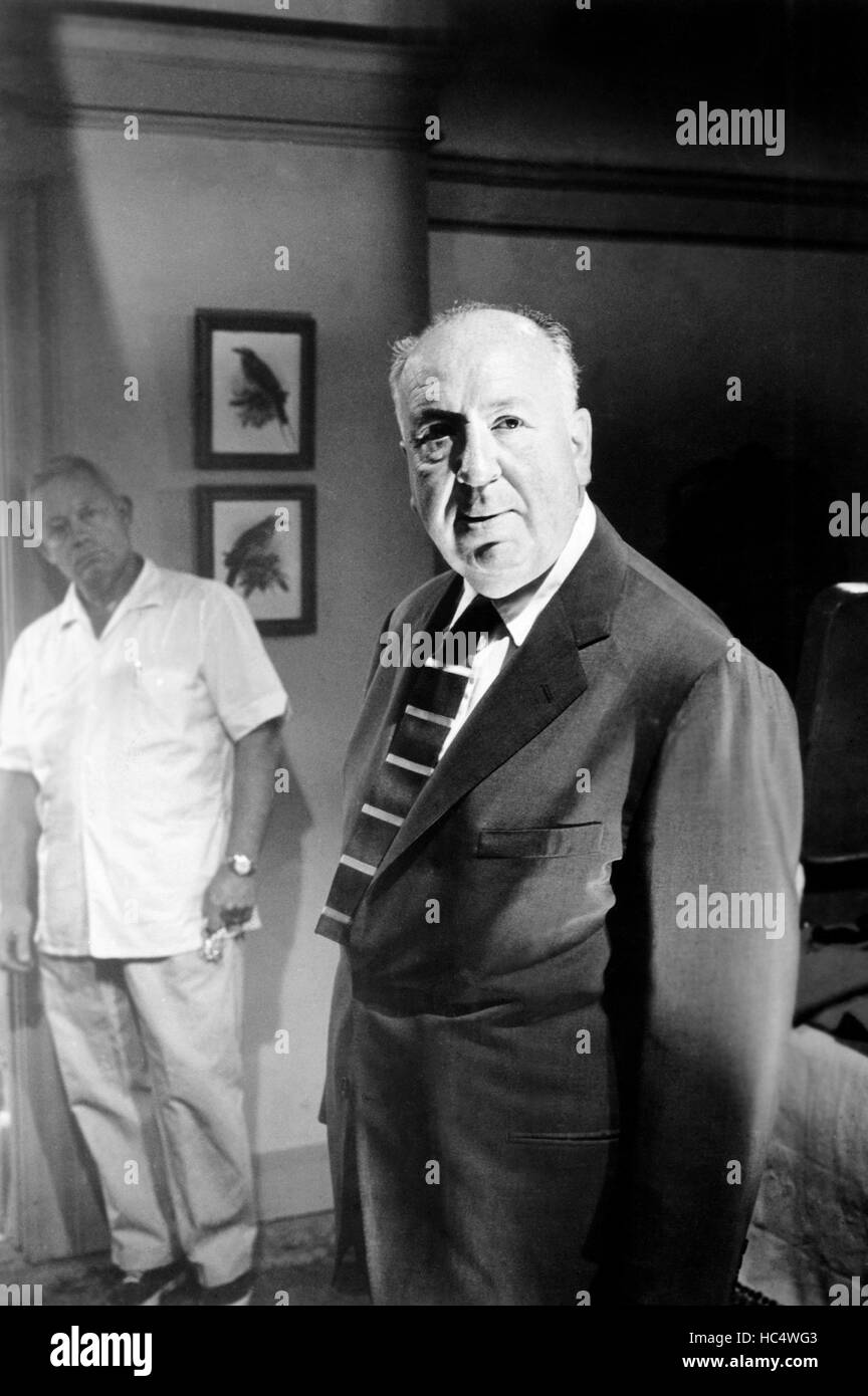 PSYCHO, director Alfred Hitchcock (front) on set, 1960 Stock Photo - Alamy
