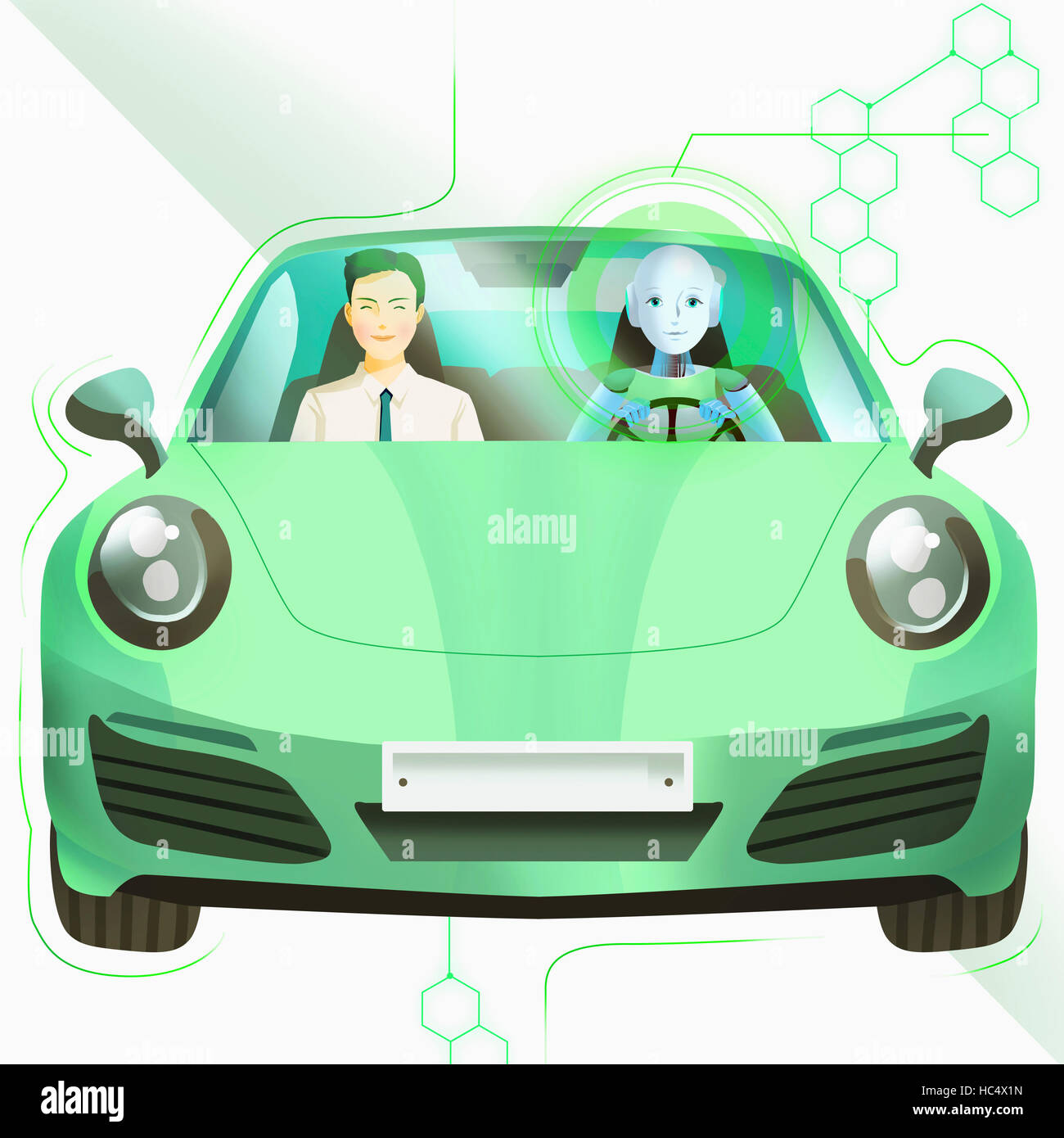 Smart robot as a car driver Stock Photo - Alamy
