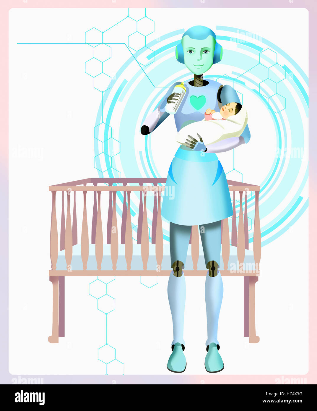 Smart robot as a babysitter Stock Photo - Alamy