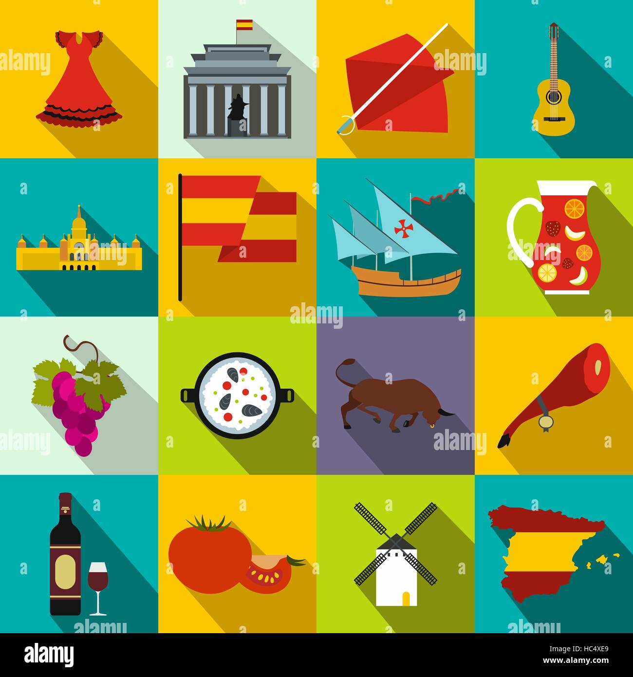 Spain icons flat Stock Vector Image & Art - Alamy