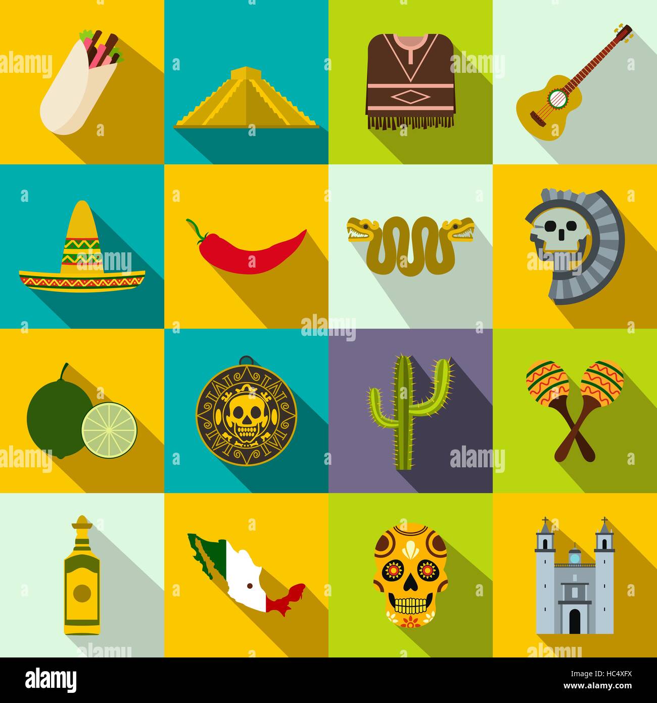 Mexico icons flat Stock Vector Image & Art - Alamy