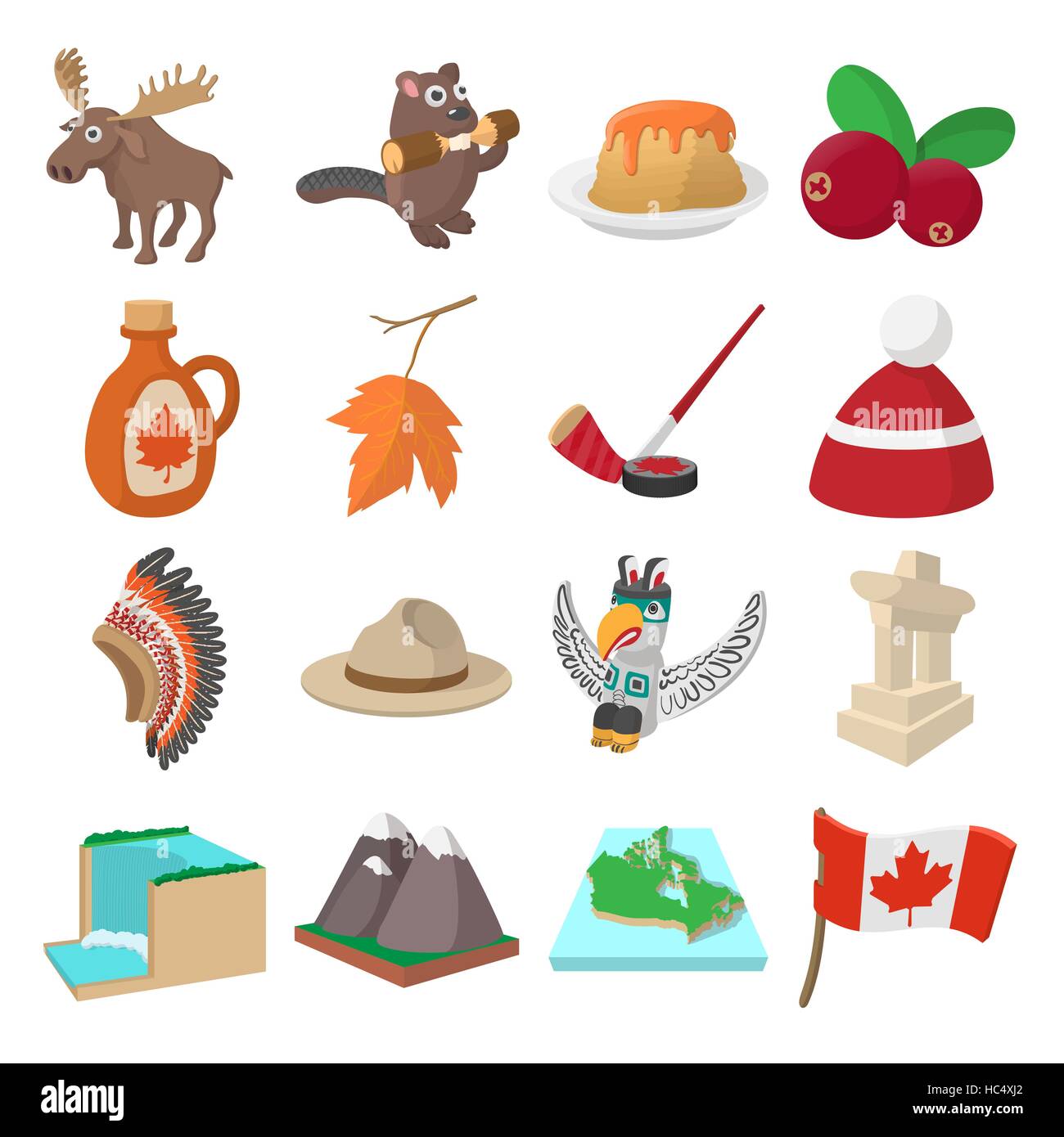 Canadian culture icons set cartoon hi-res stock photography and images ...