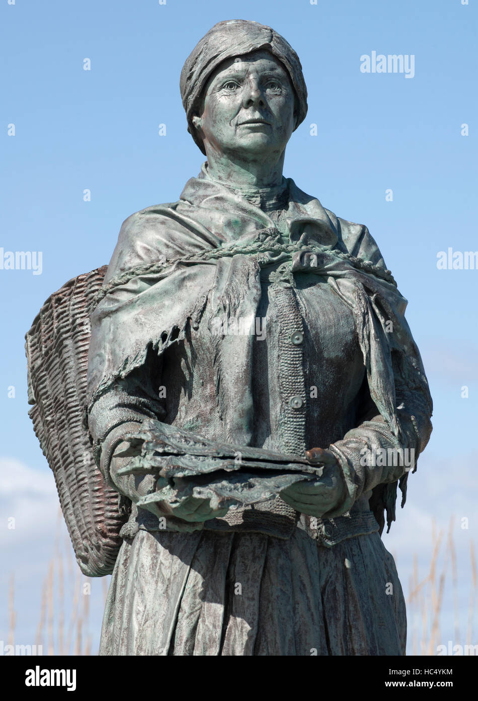 Statue of a Nairn fishwife in the harbour at Nairn, Moray Firth ...