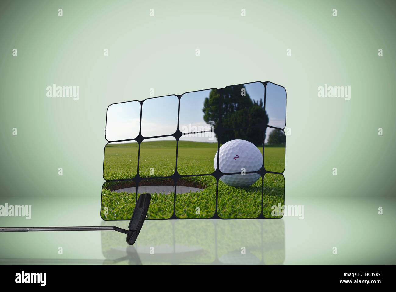 a golf hole and ball in many cubes Stock Photo - Alamy