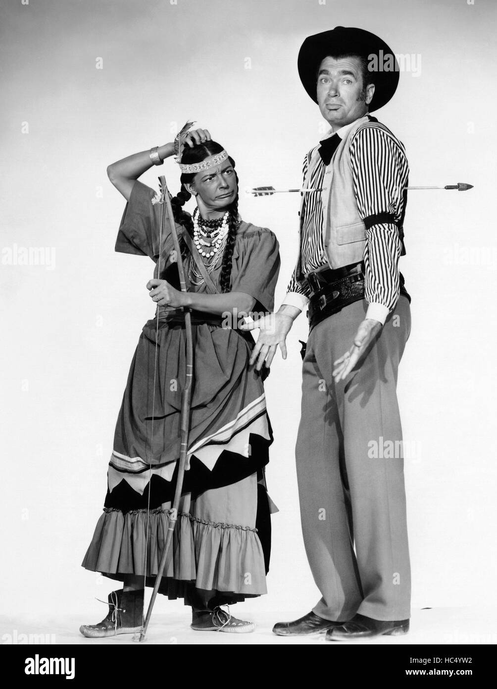 RED GARTERS, from left, Cass Daley, Buddy Ebsen, 1954 Stock Photo - Alamy