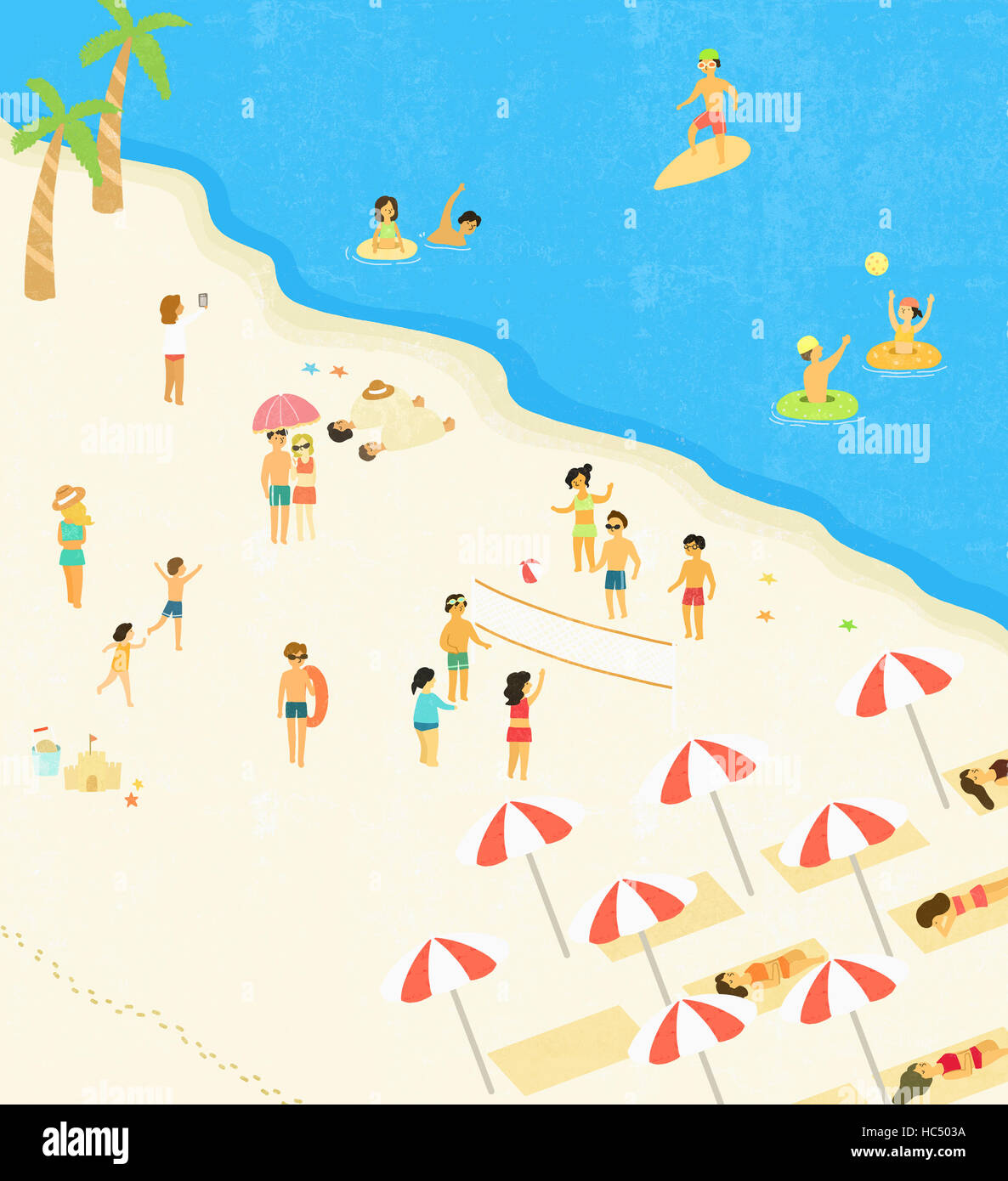 People enjoying summer vacation at beach Stock Photo - Alamy