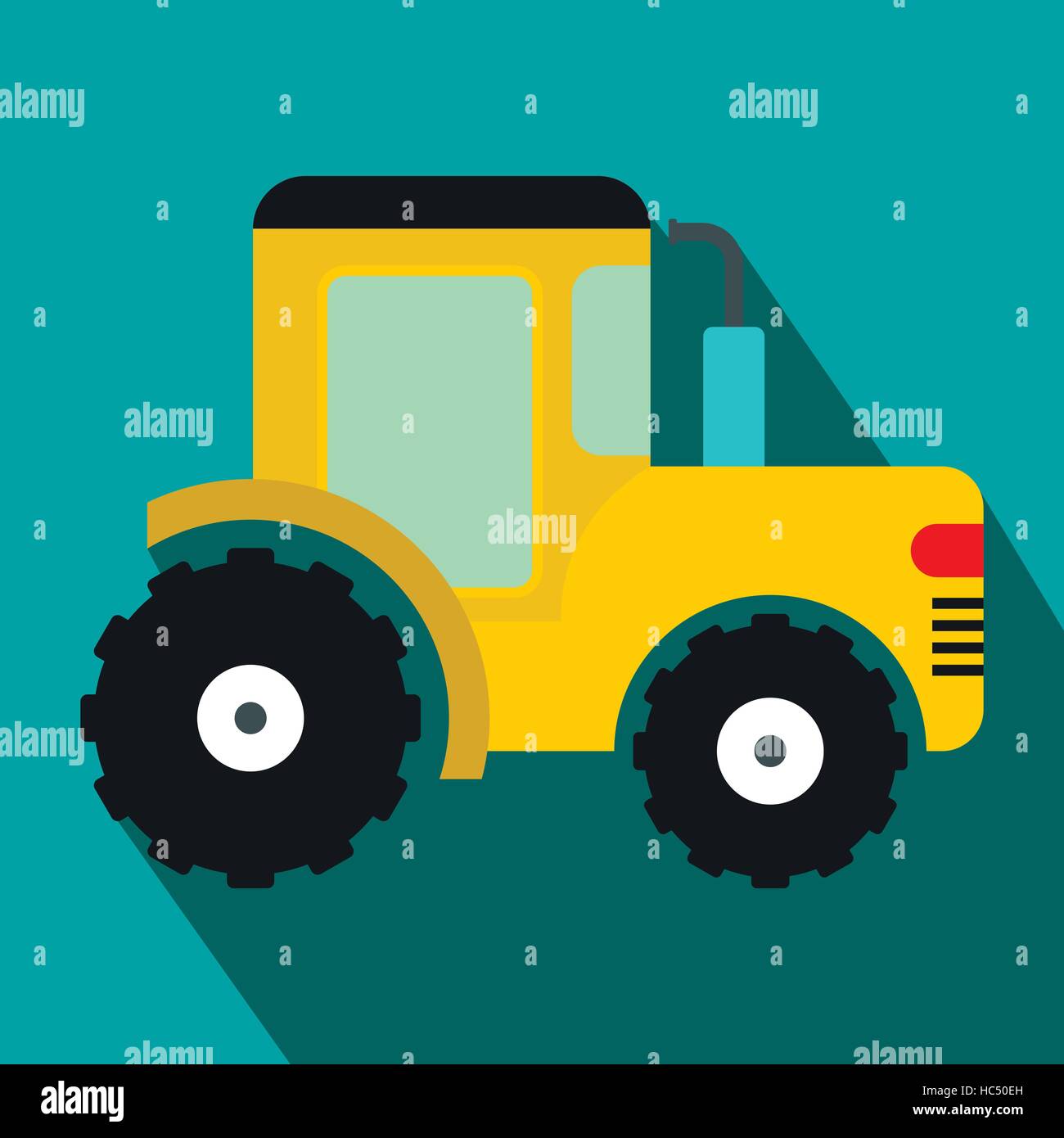 Yellow tractor flat icon Stock Vector Image & Art - Alamy