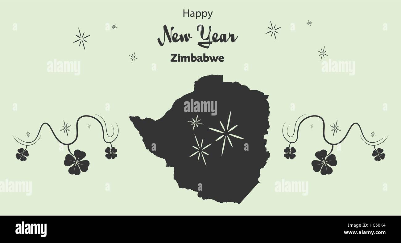 Happy New Year illustration theme with map of Zimbabwe Stock Vector ...