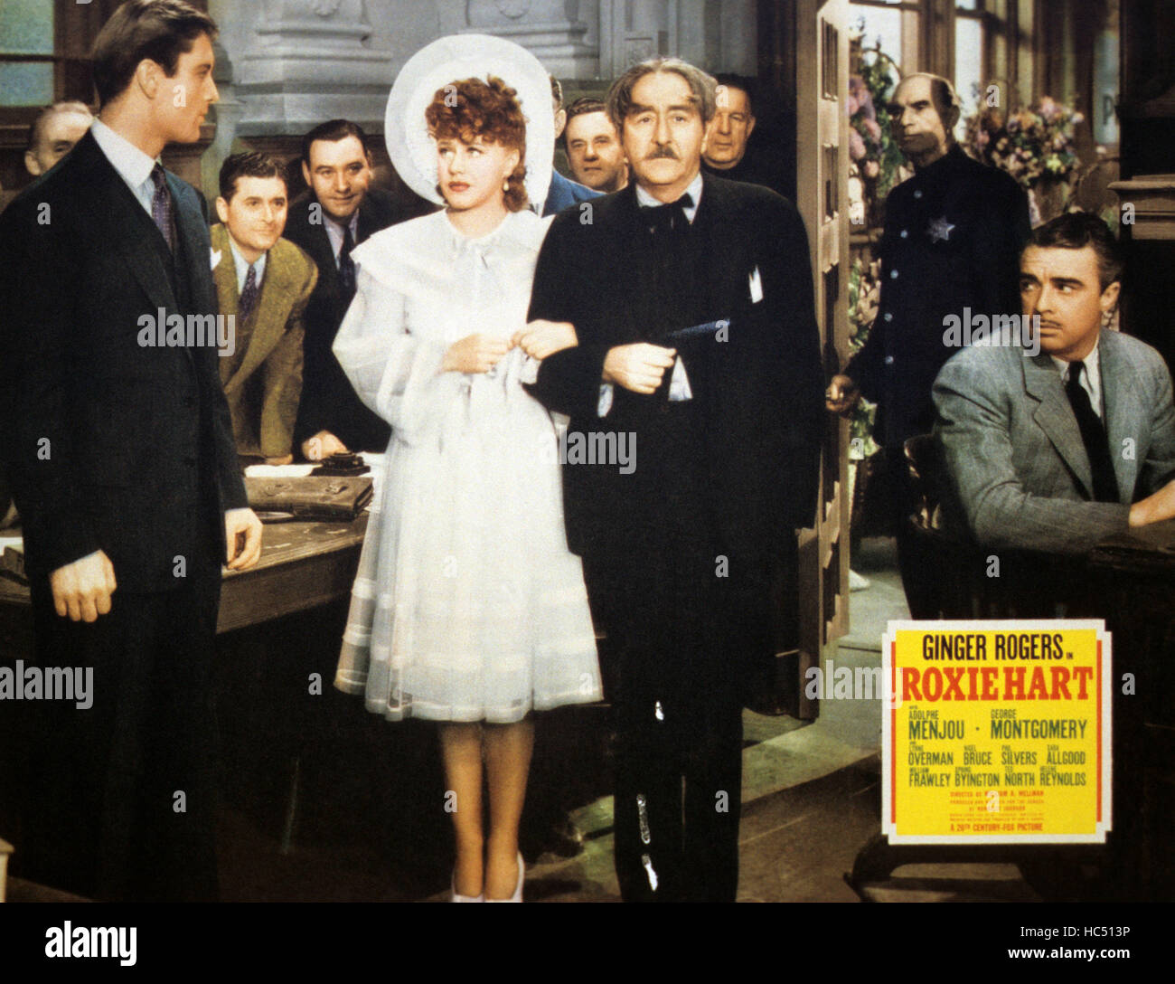 ROXIE HART, from left: George Montgomery, Ginger Rogers, Adolphe Menjou ...